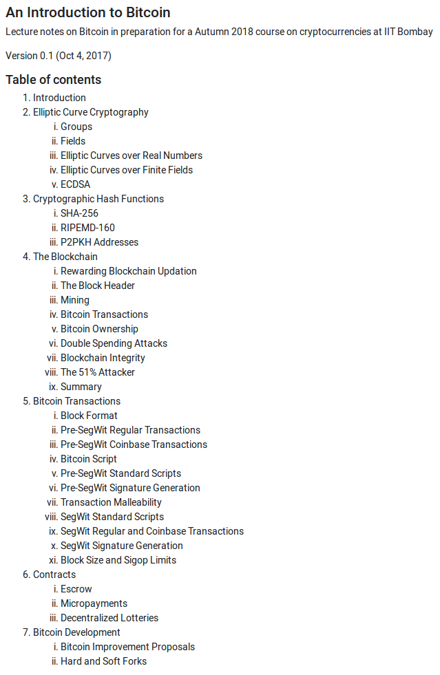 Bitcoin - Notes on Cryptocurrency and Blockchain Technologies